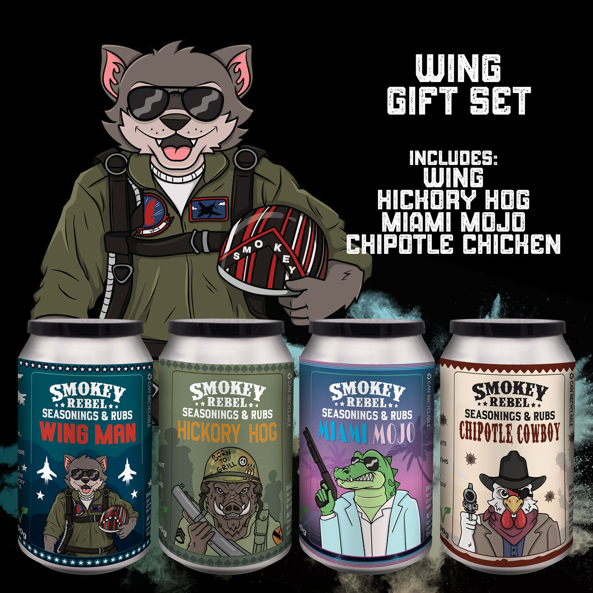 Chicken Wing Rub Gift Set UK | Smokey Rebel Wing Lovers – 4 Pack